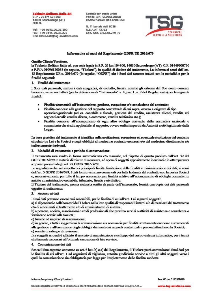 Documenti - TSG | Technical Services and Solutions