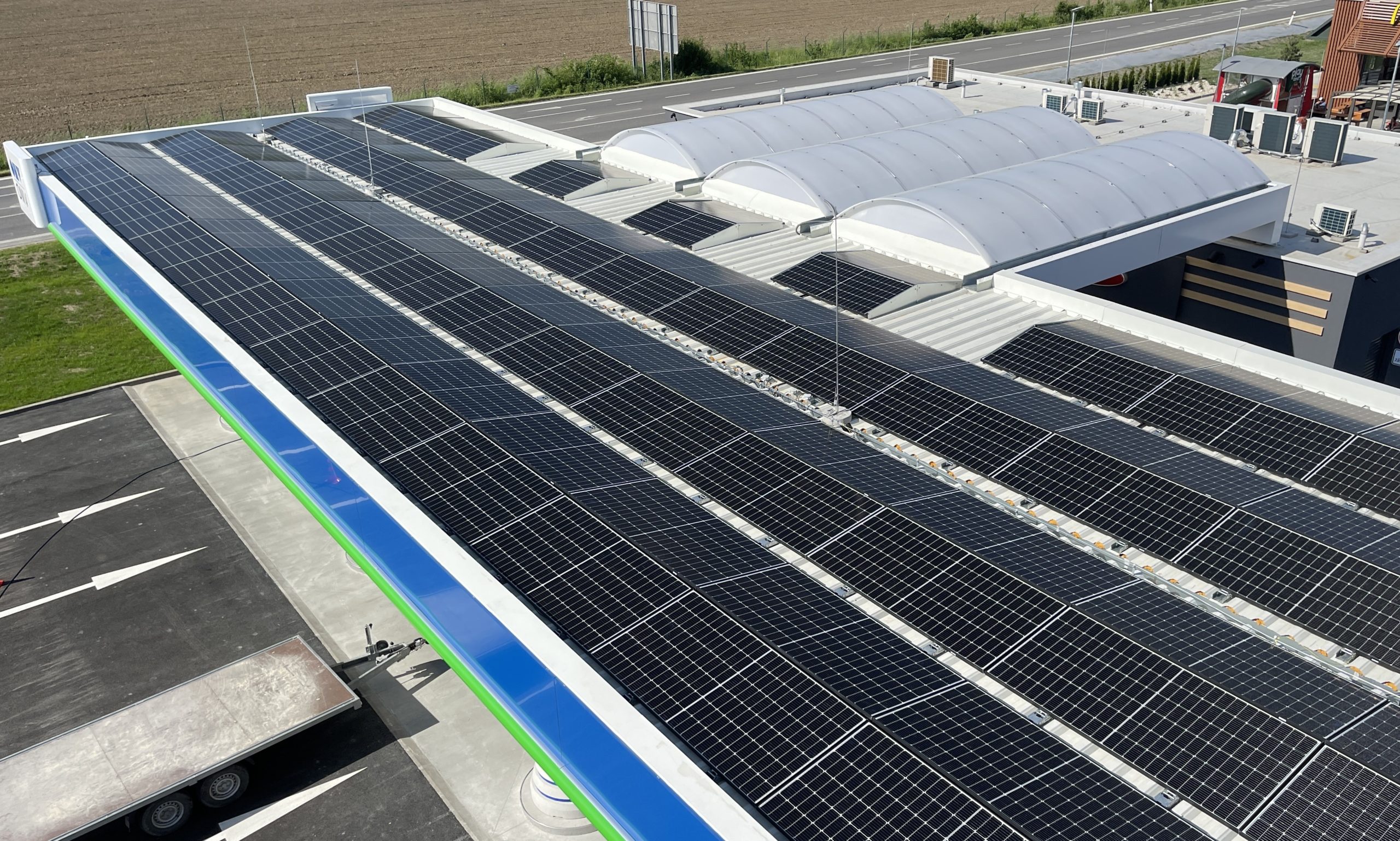 EV charging and solar panel installation at a forecourt - TSG